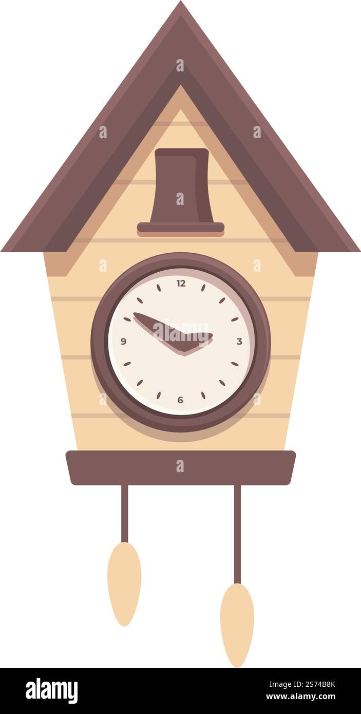 Hour Cuckoo Clock icon cartoon vector. Old watch. Sand bird. Hour ...