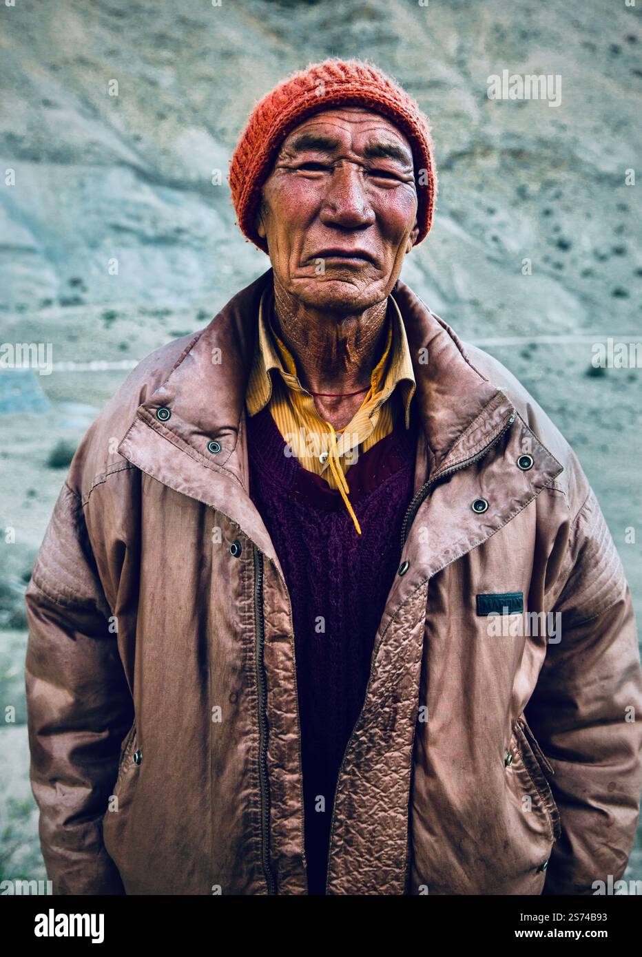 A portrait of man wearing hat from Ladakh region of India, Portraits of ...