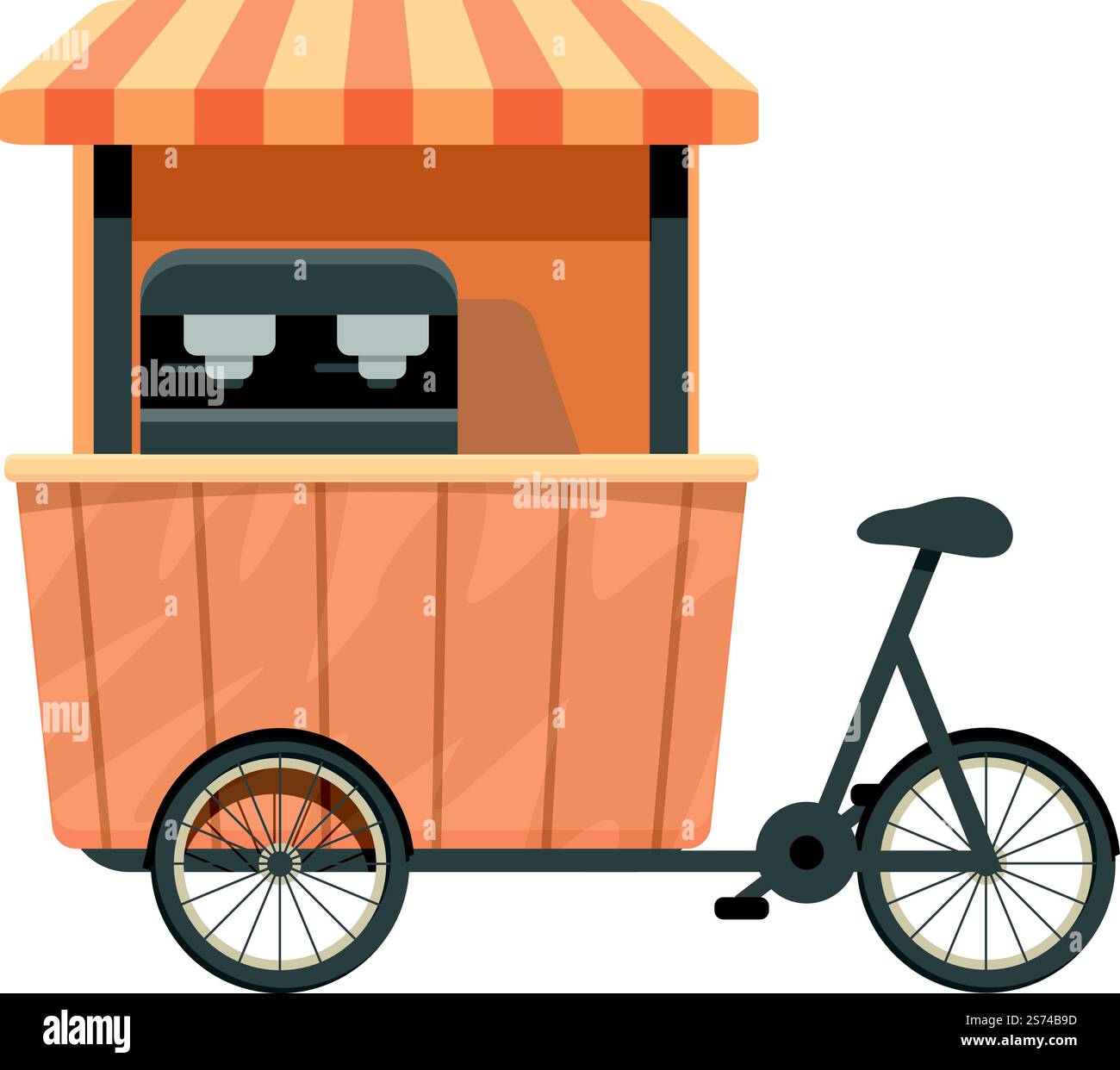 Bike coffee shop icon cartoon vector. Street market. Food cafe. Bike ...