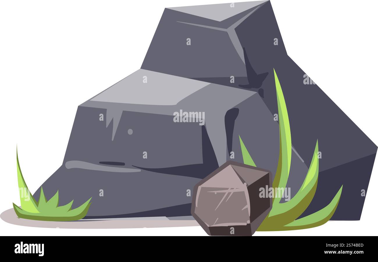 Big heavy rock. Natural stone formation in cartoon style isolated on ...