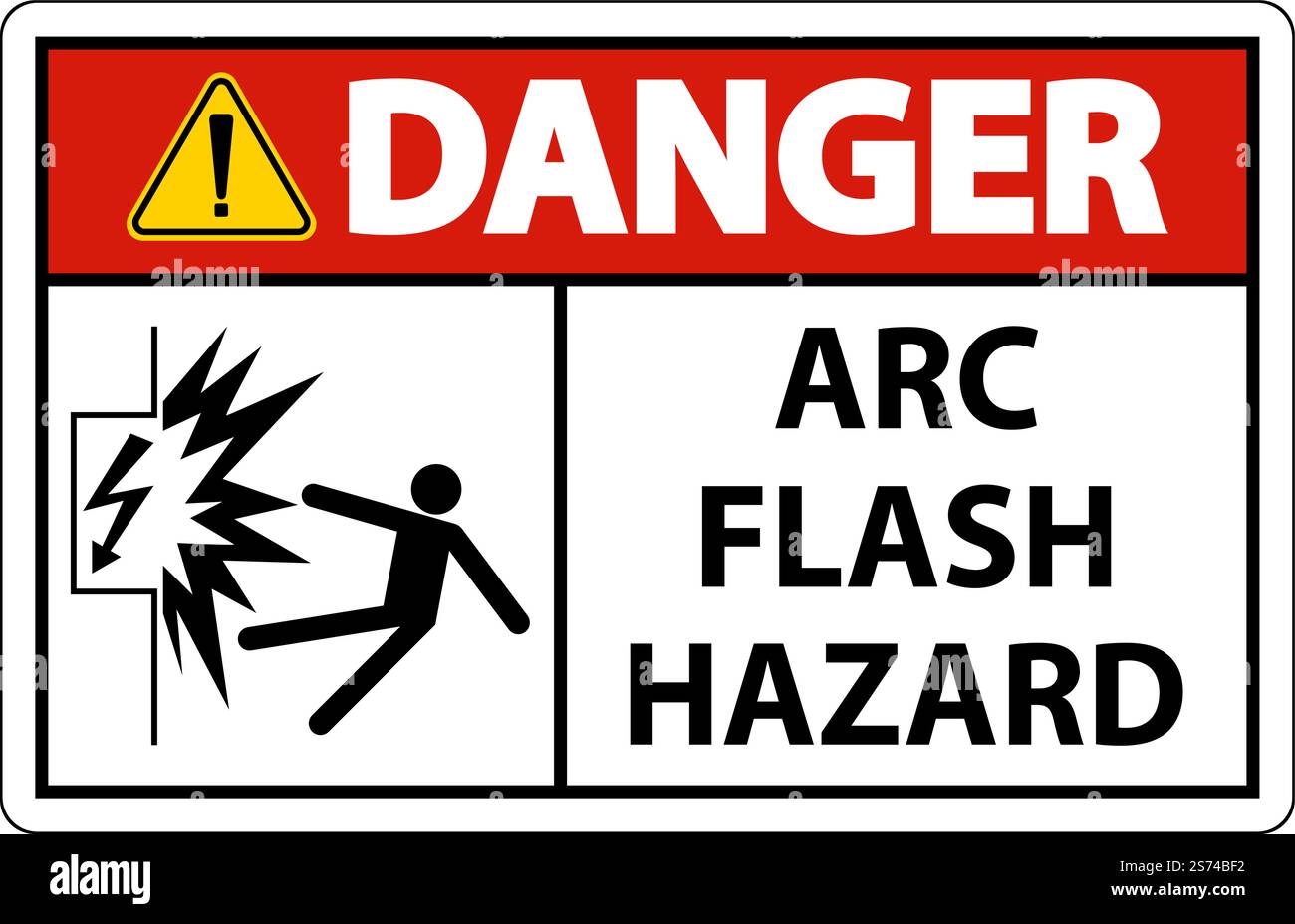 Danger Arc Flash Hazard Sign On White Background Stock Vector Image ...