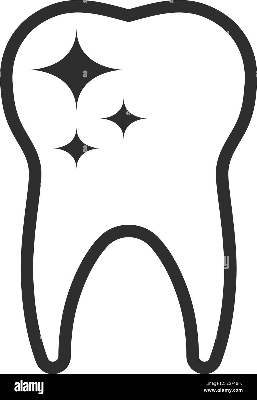 Shiny tooth icon. Healthy and clean teeth symbol isolated on white ...