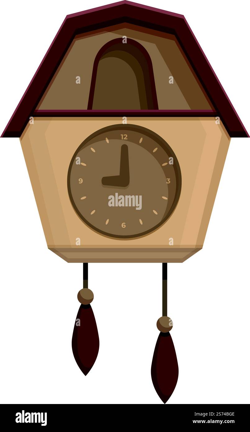 Swiss Cuckoo Clock icon cartoon vector. Old watch. Sand wood. Swiss ...