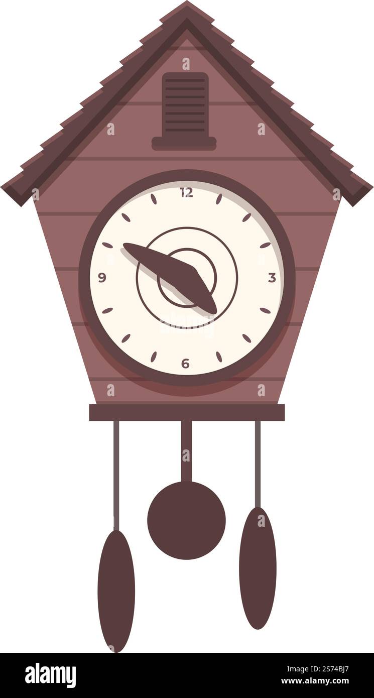 Wall Cuckoo Clock icon cartoon vector. Old time. Hour bird. Wall Cuckoo ...
