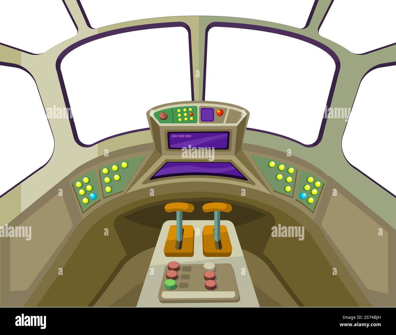 Space ship control panel. Spacecraft interior background. Vector ...