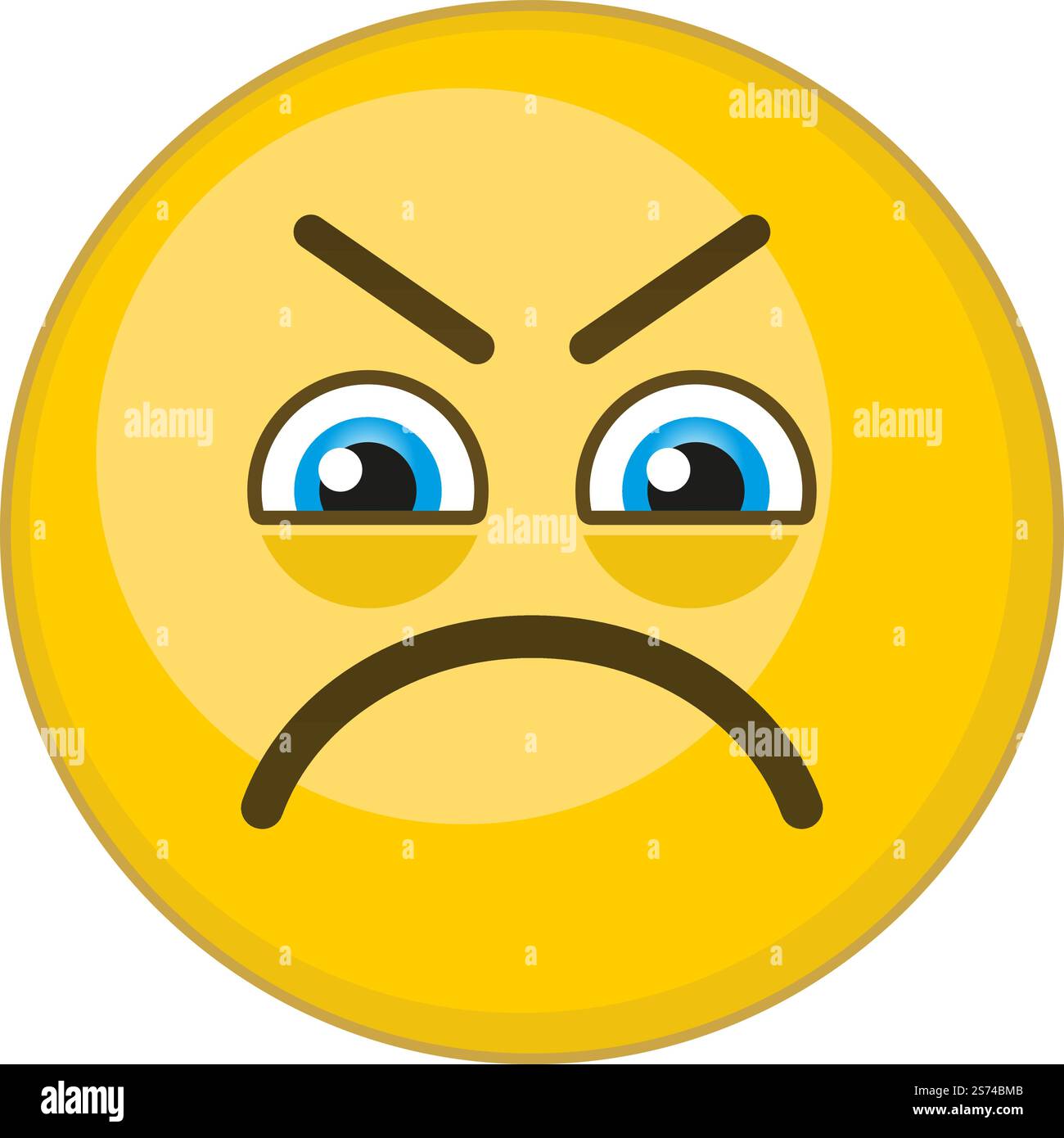 Angry face. Grumpy yellow emoji. Irritation symbol isolated on white ...