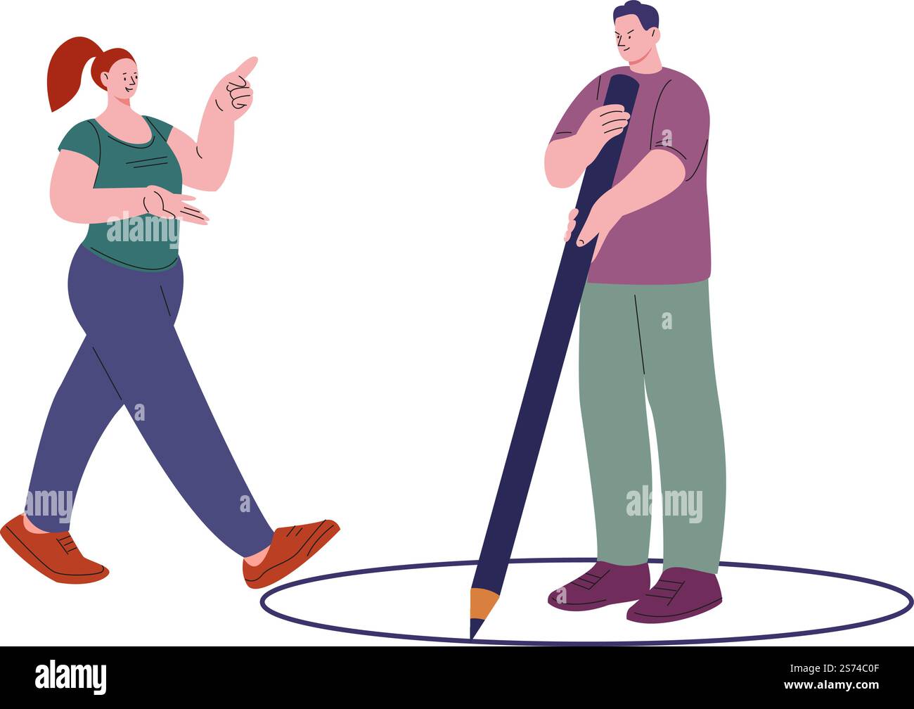 Self boundary. Respect personal borders, friendly woman violate ...