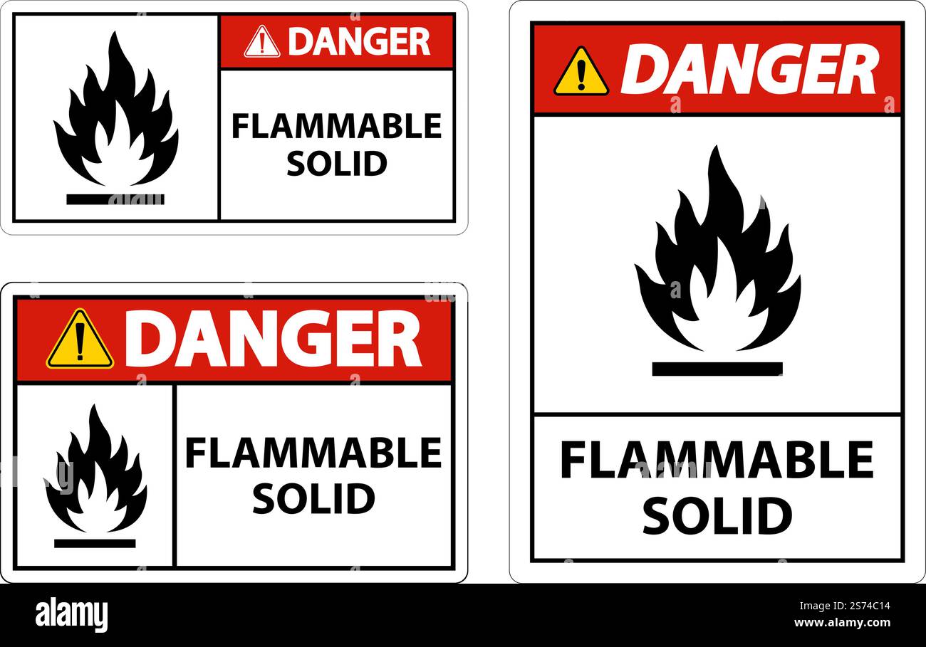 Danger Hazardous Signs Flammable Solid On White Background Stock Vector Image & Art - Alamy