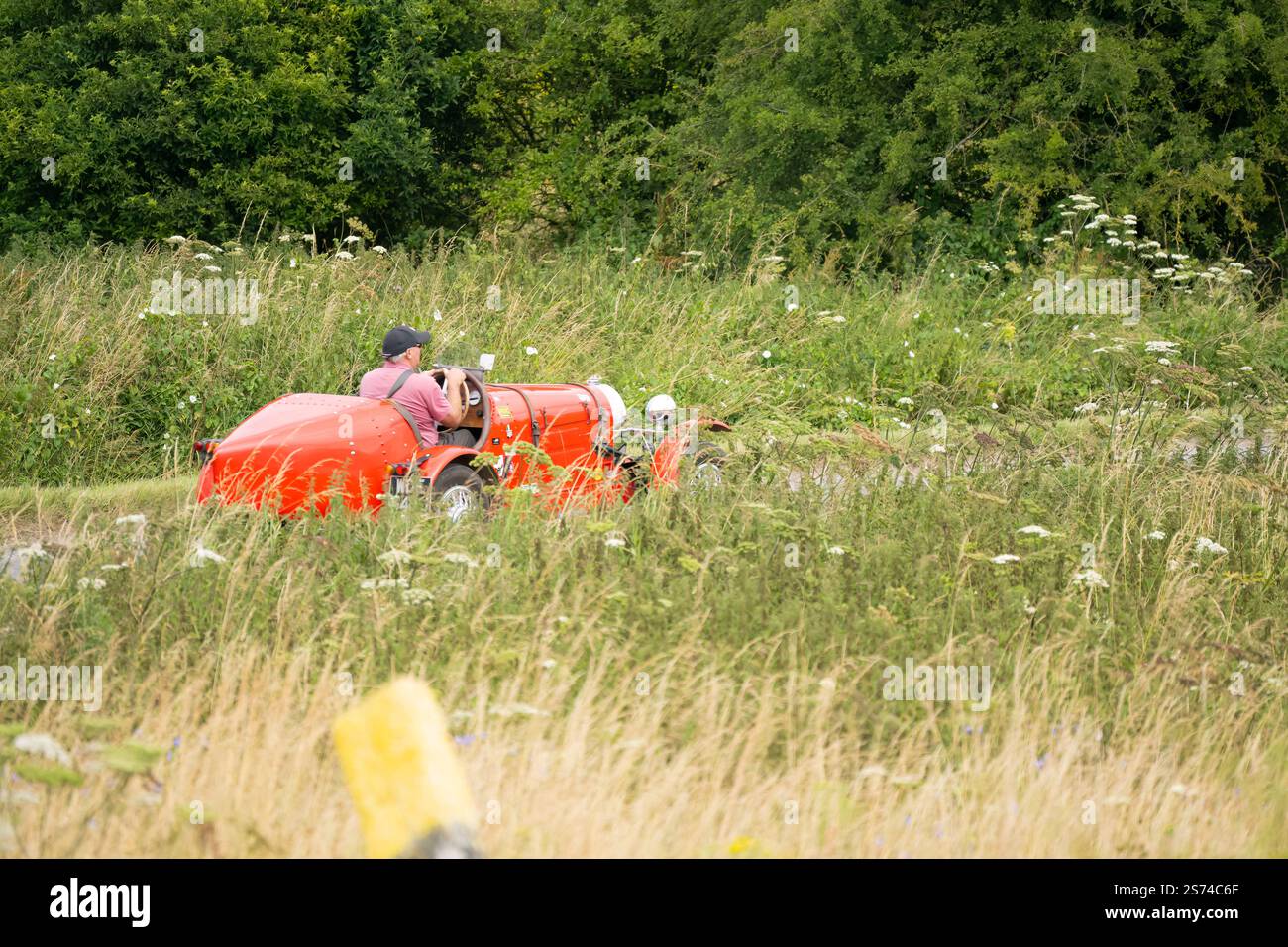 a bright red bugatti type 35B replica open-top sports car, 1971 ...