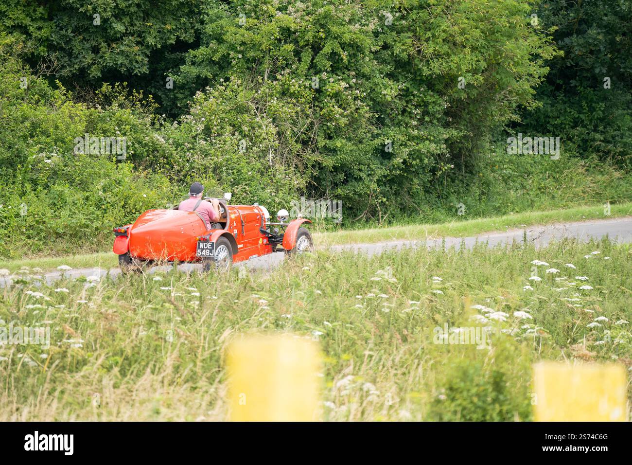 a bright red bugatti type 35B replica open-top sports car, 1971 ...