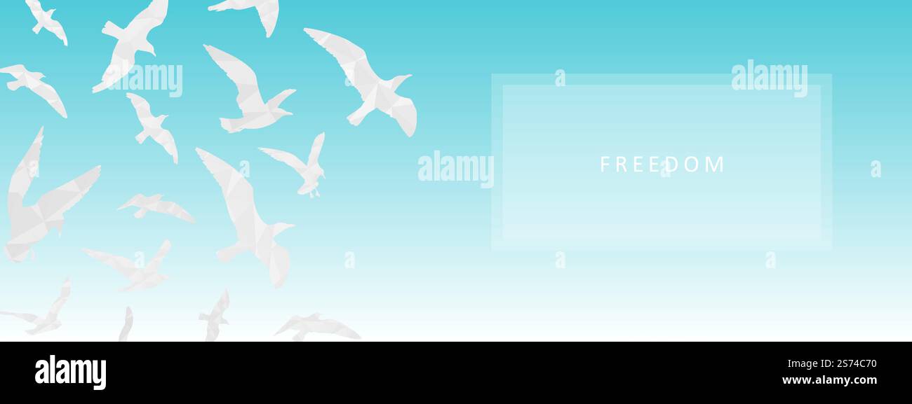 Flying birds silhouettes in blue sky. Freedom concept, abstract vector ...