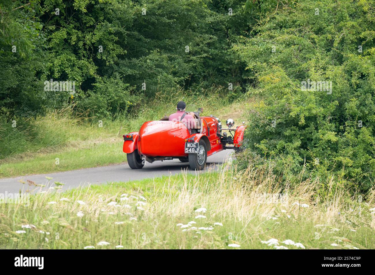 a bright red bugatti type 35B replica open-top sports car, 1971 ...