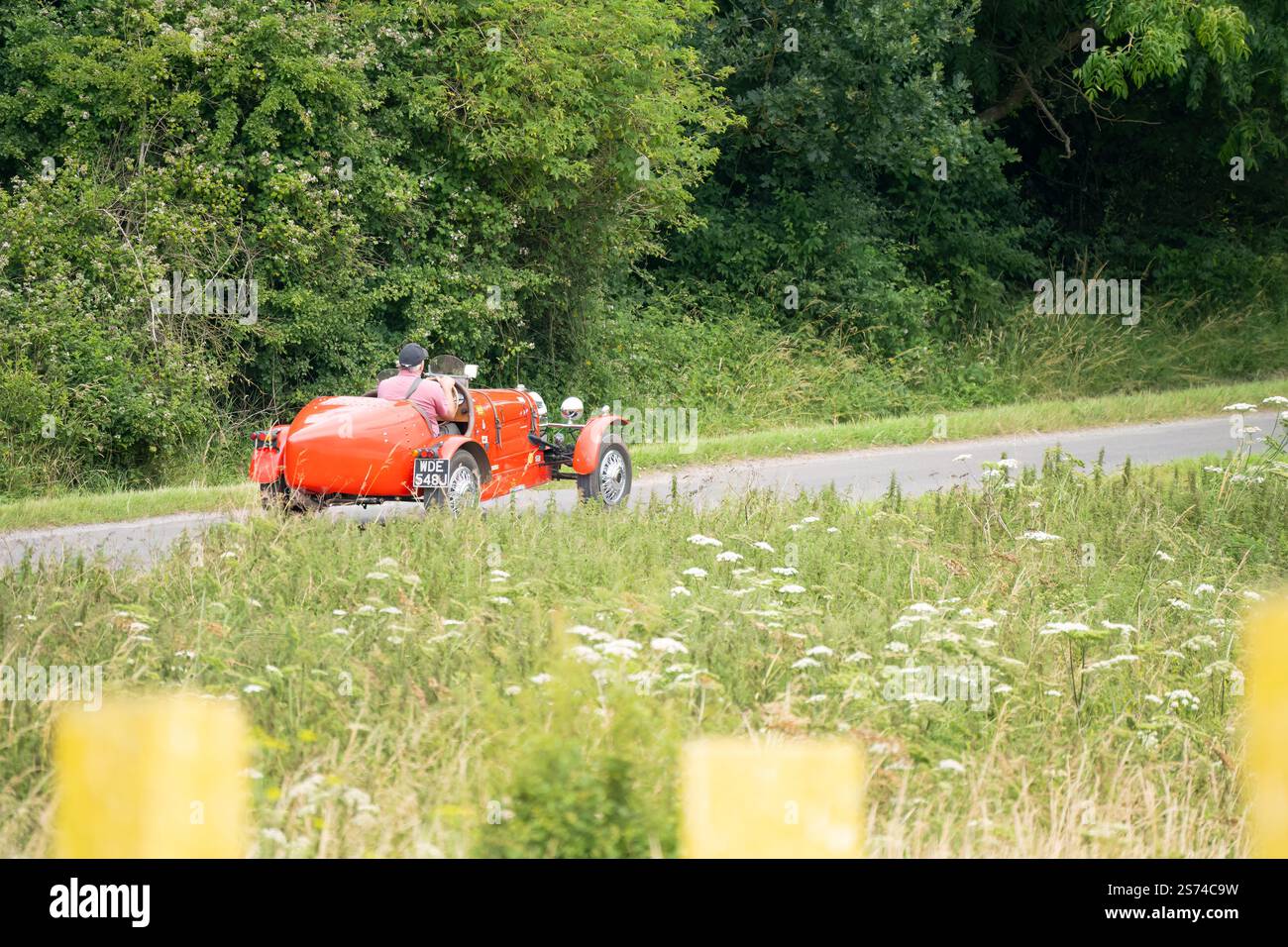 a bright red bugatti type 35B replica open-top sports car, 1971 ...