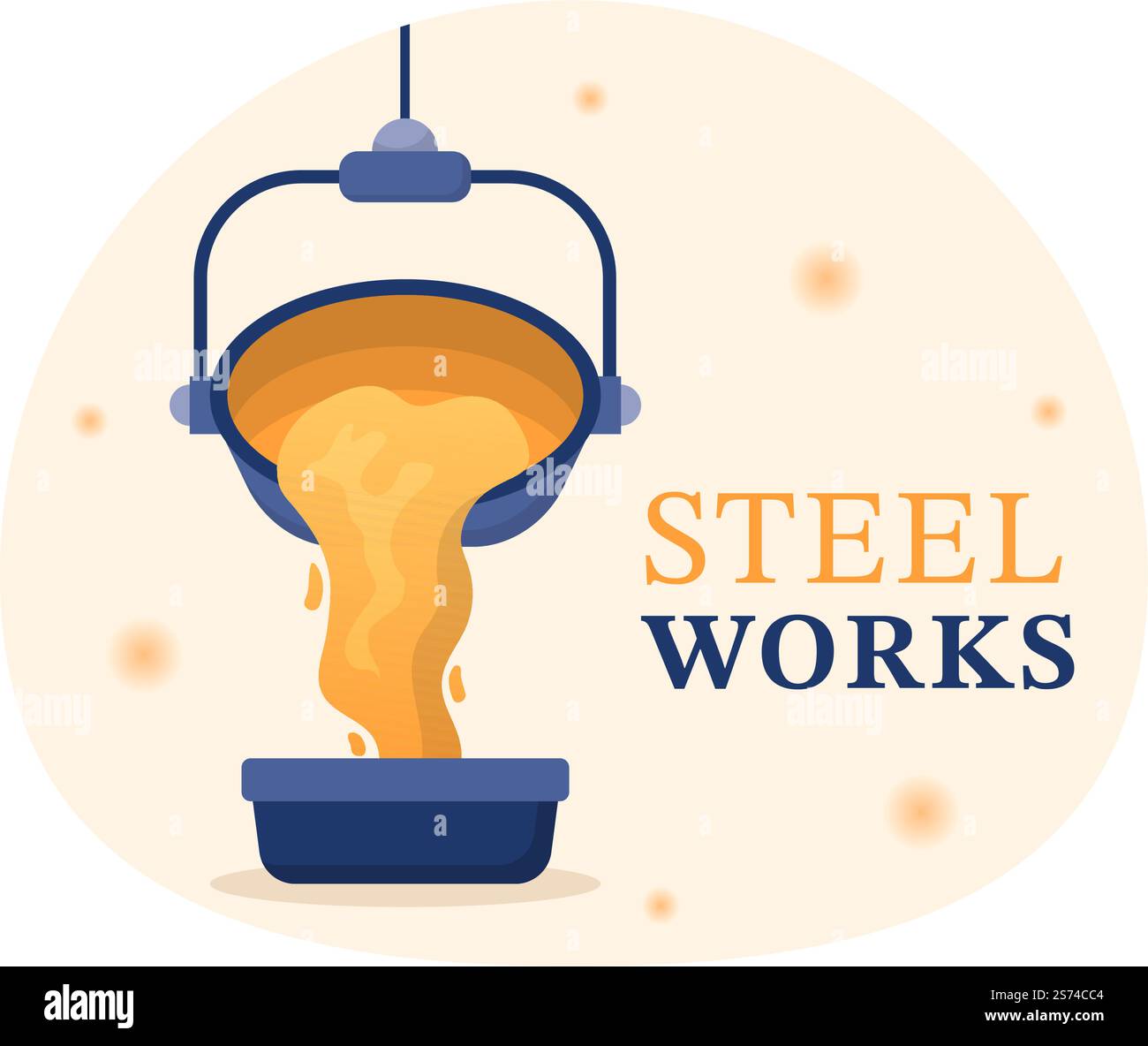 Steelworks with Resource Mining, Smelting of Metal in Big Foundry and Hot Steel Pouring in Flat ...