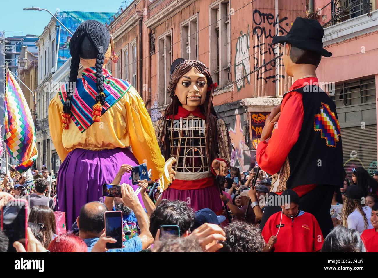 Valparaiso, Chile. 18th Jan, 2025. Amal interacts with two other ...