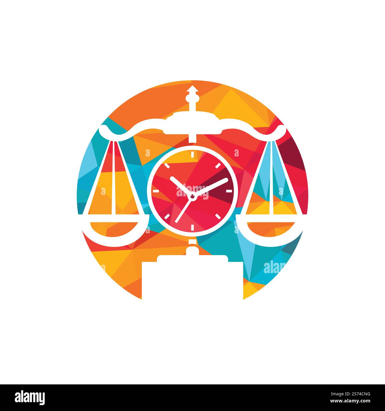 Law time vector logo design. Scale with clock icon vector logo design ...