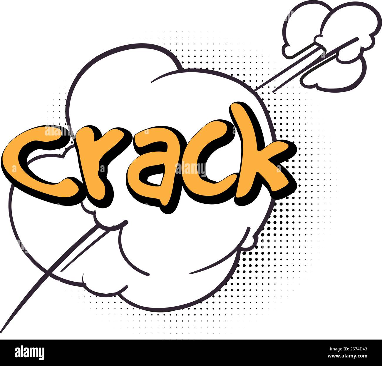 Crack sound effect. Funny sticker with comic speech cloud isolated on ...