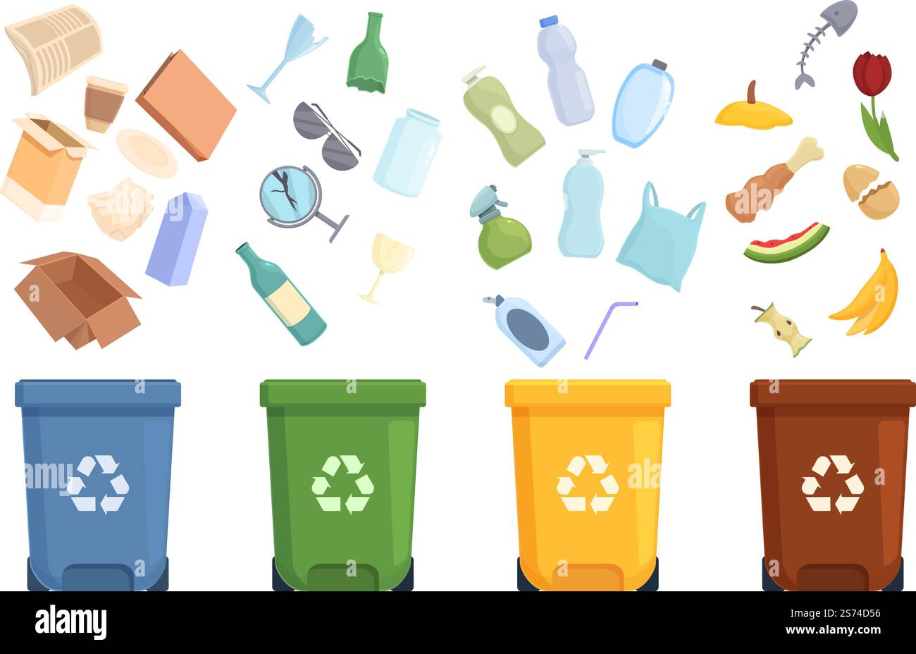 Waste sorting icons set cartoon vector. Garbage sorting. Sort ecology ...