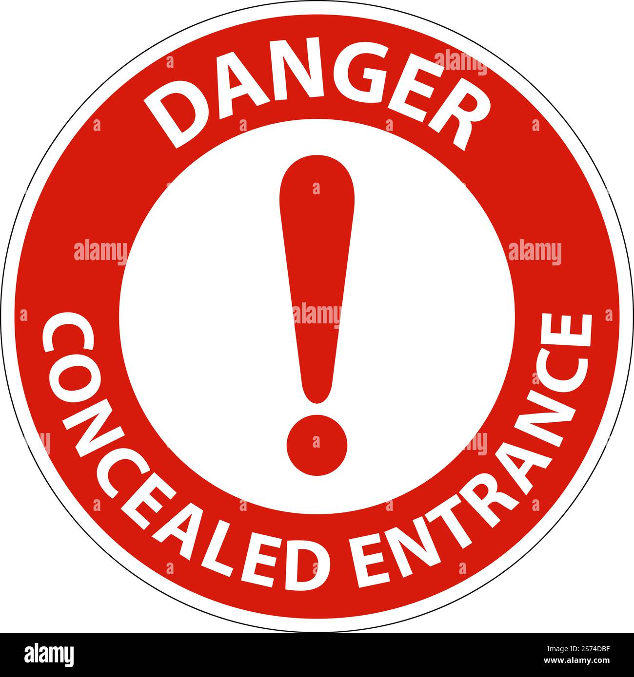 Danger Label Concealed Entrance Sign On White Background Stock Vector ...