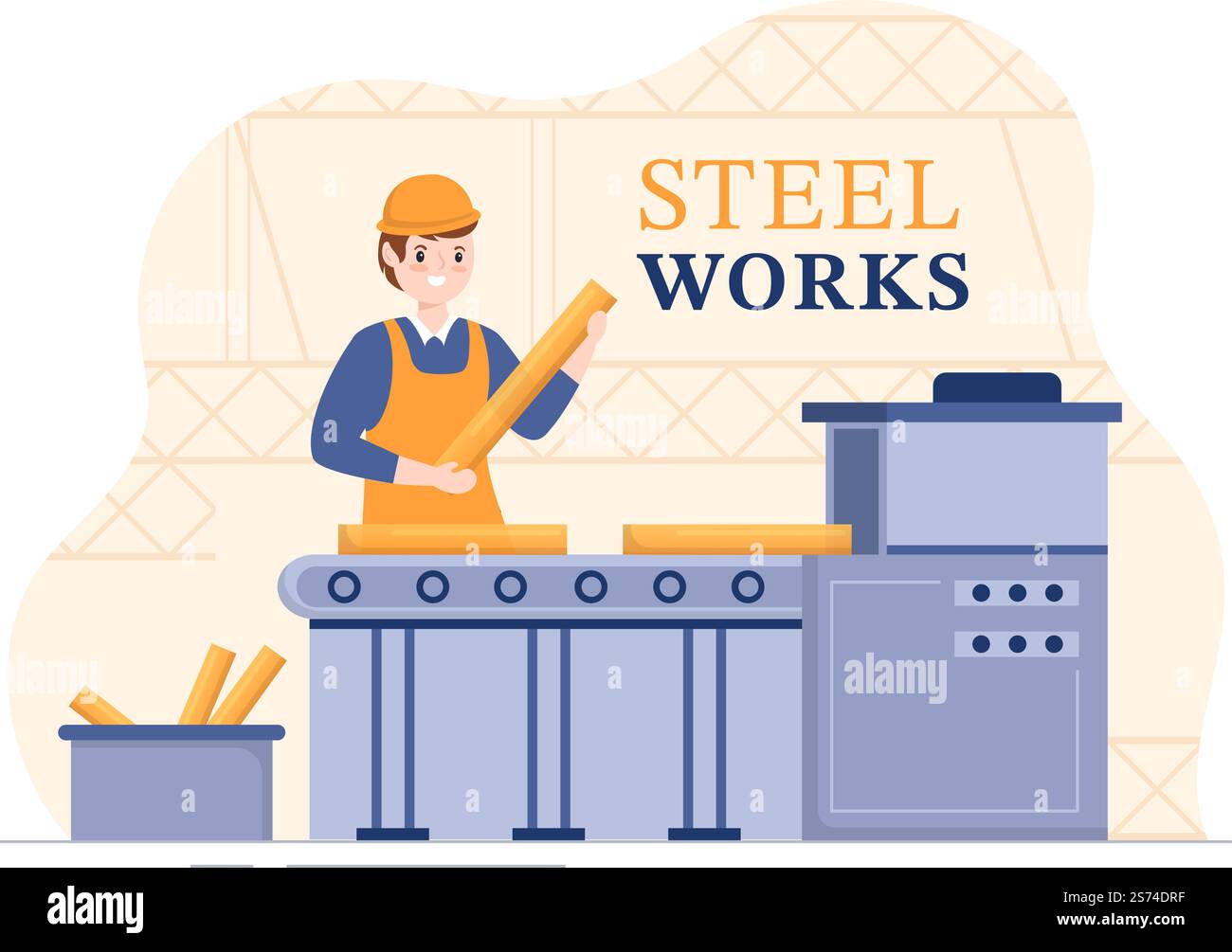 Steelworks with Resource Mining, Smelting of Metal in Big Foundry and ...