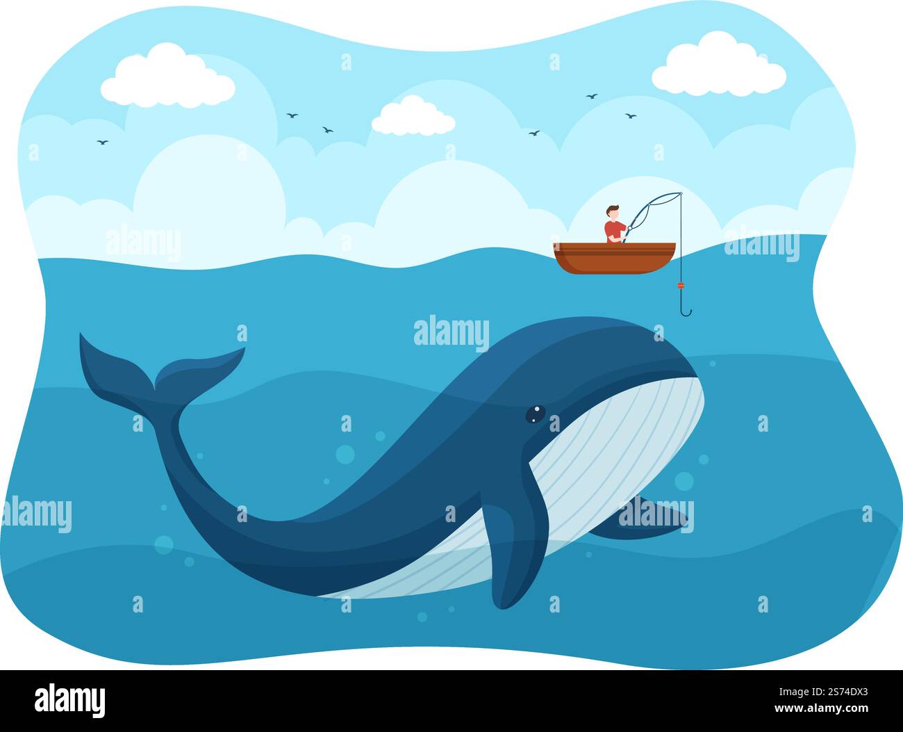 Whale Hunting with Whales Caught by Fisherman in the Middle of the Deep ...