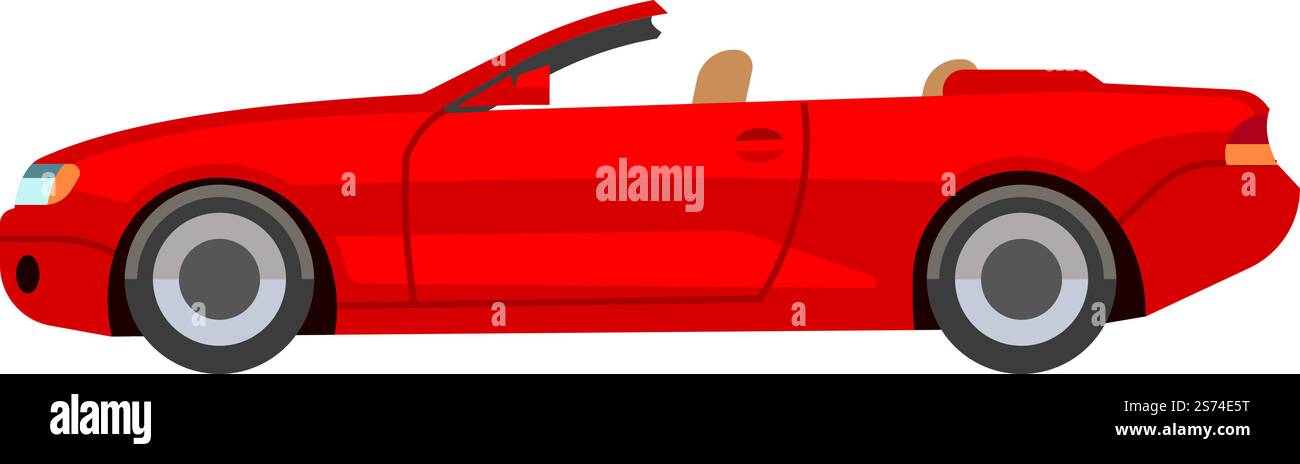 Red sport car. Bright convertible icon in cartoon style isolated on ...
