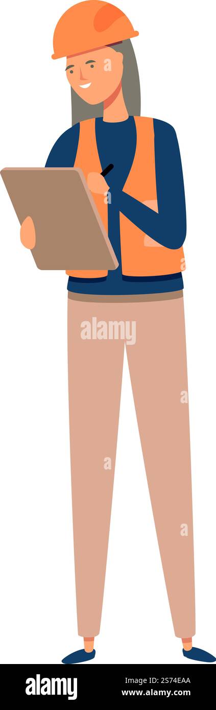 Write engineer icon cartoon vector. Female industry. Work professional ...