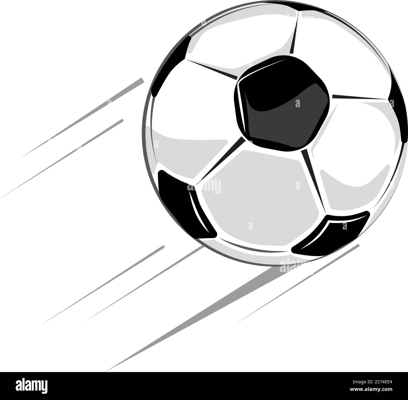 Flying soccer ball. Moving football symbol with motion lines isolated ...