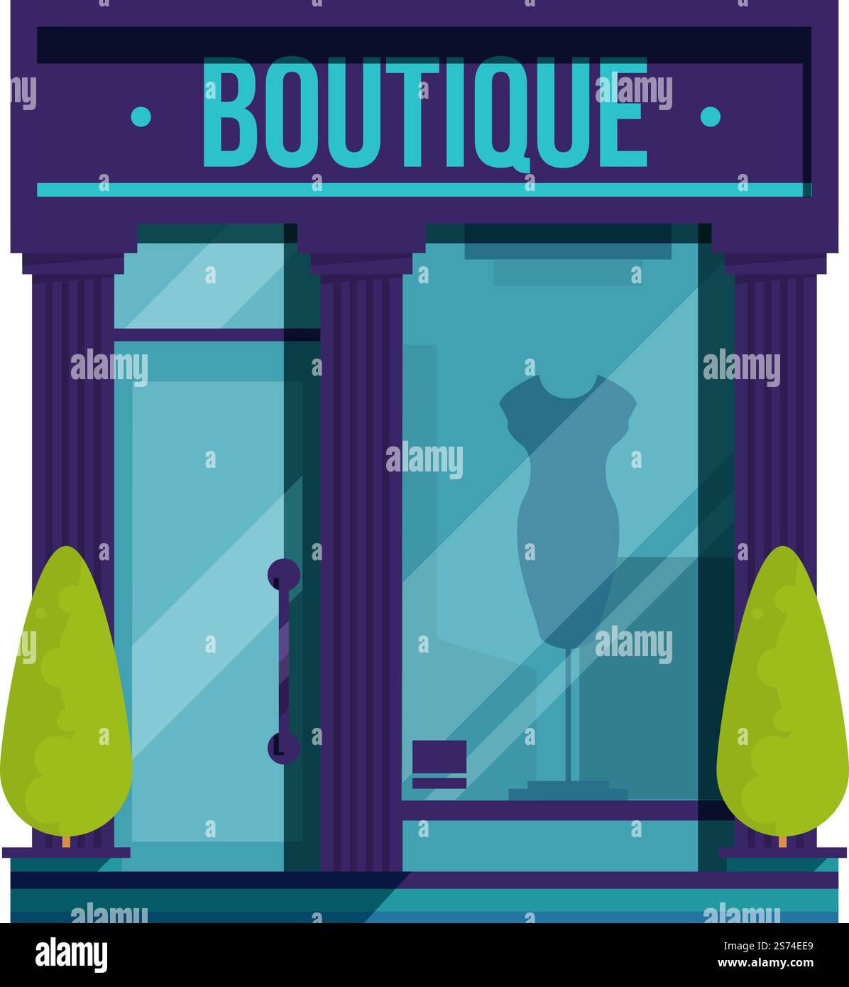 Boutique facade. Clothing store front. Urban shop isolated on white ...