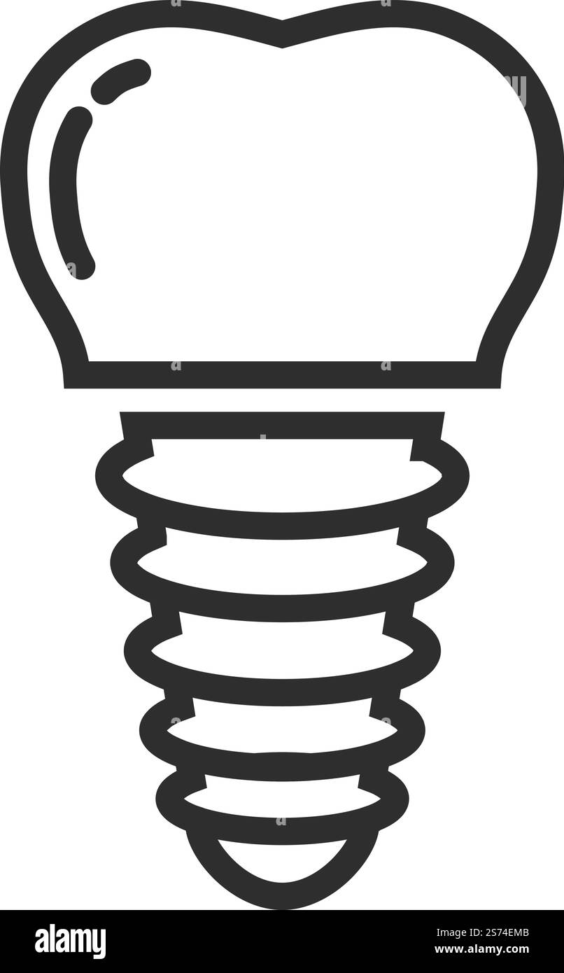 Tooth screw icon. Dental implant. Teeth repair symbol isolated on white ...