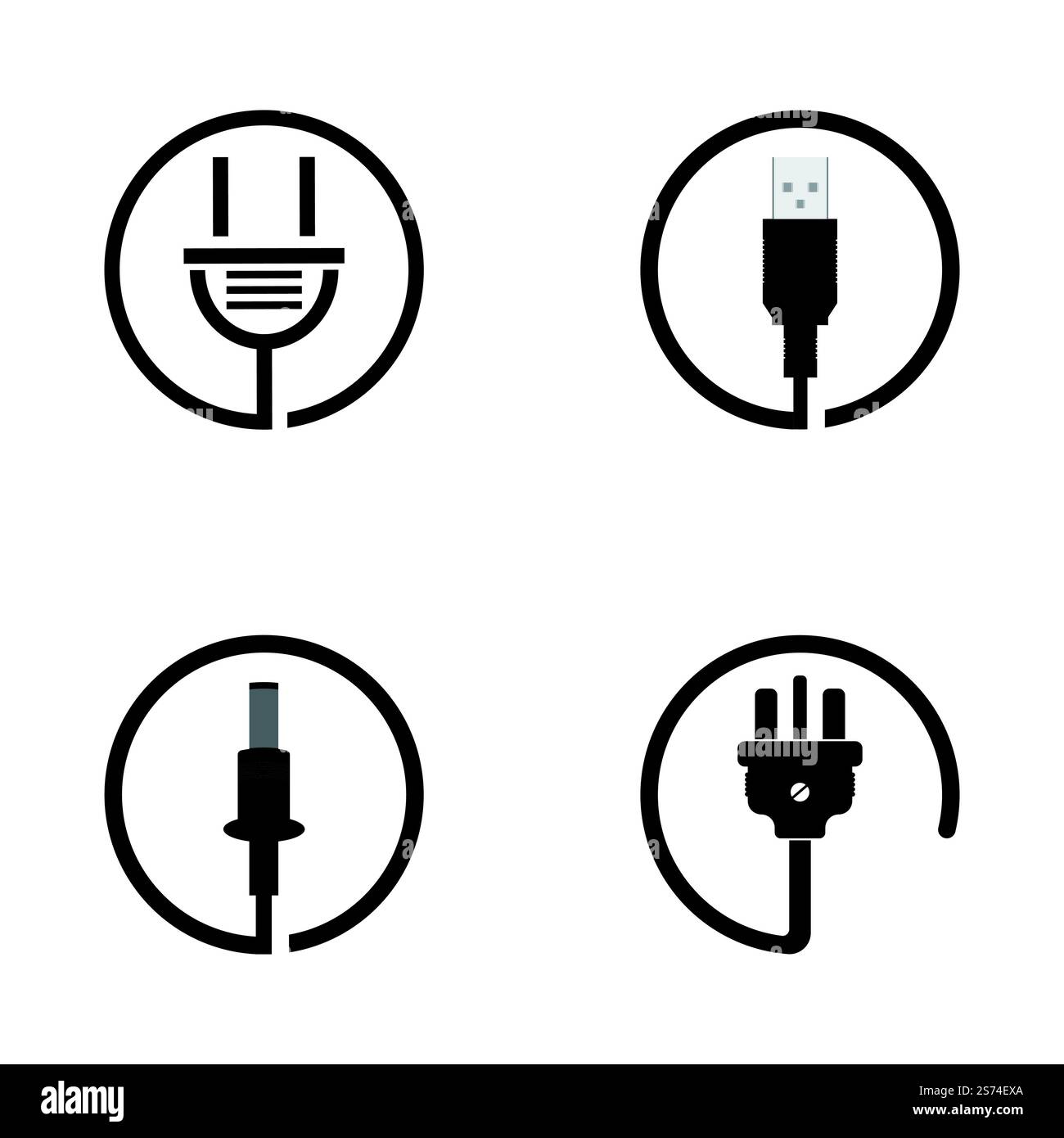 Electrical plugin icon logo vector flat design Stock Vector Image & Art - Alamy