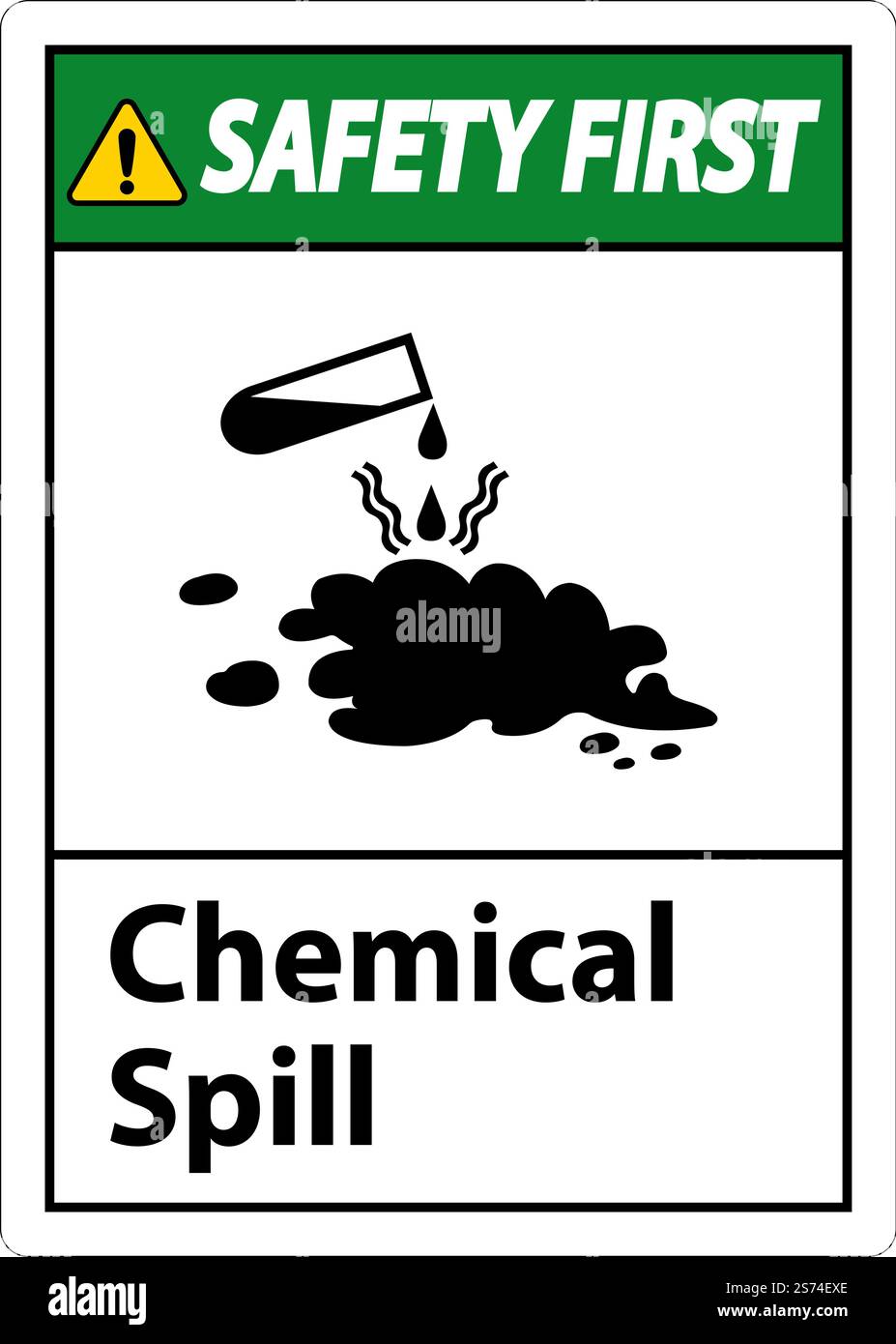 Safety First Chemical Spill Sign On White Background Stock Vector Image ...