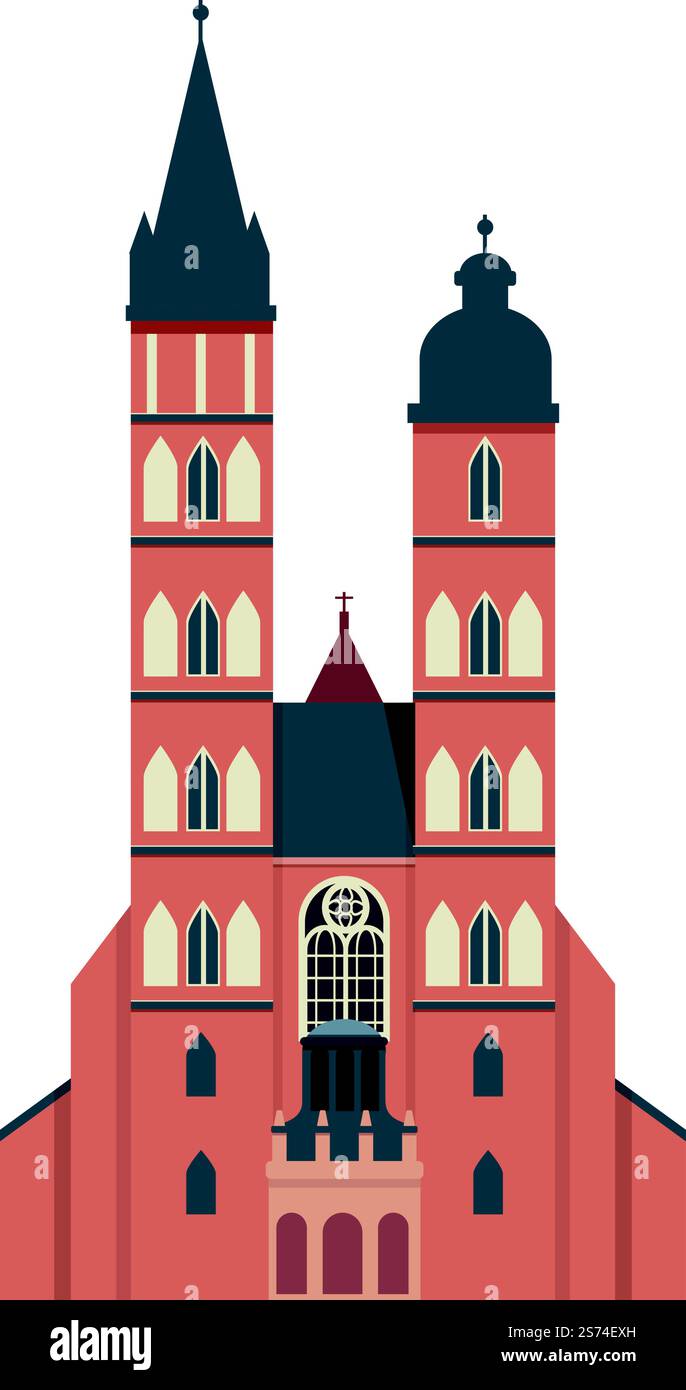 Polish church icon cartoon vector. Poland travel. People landscape ...