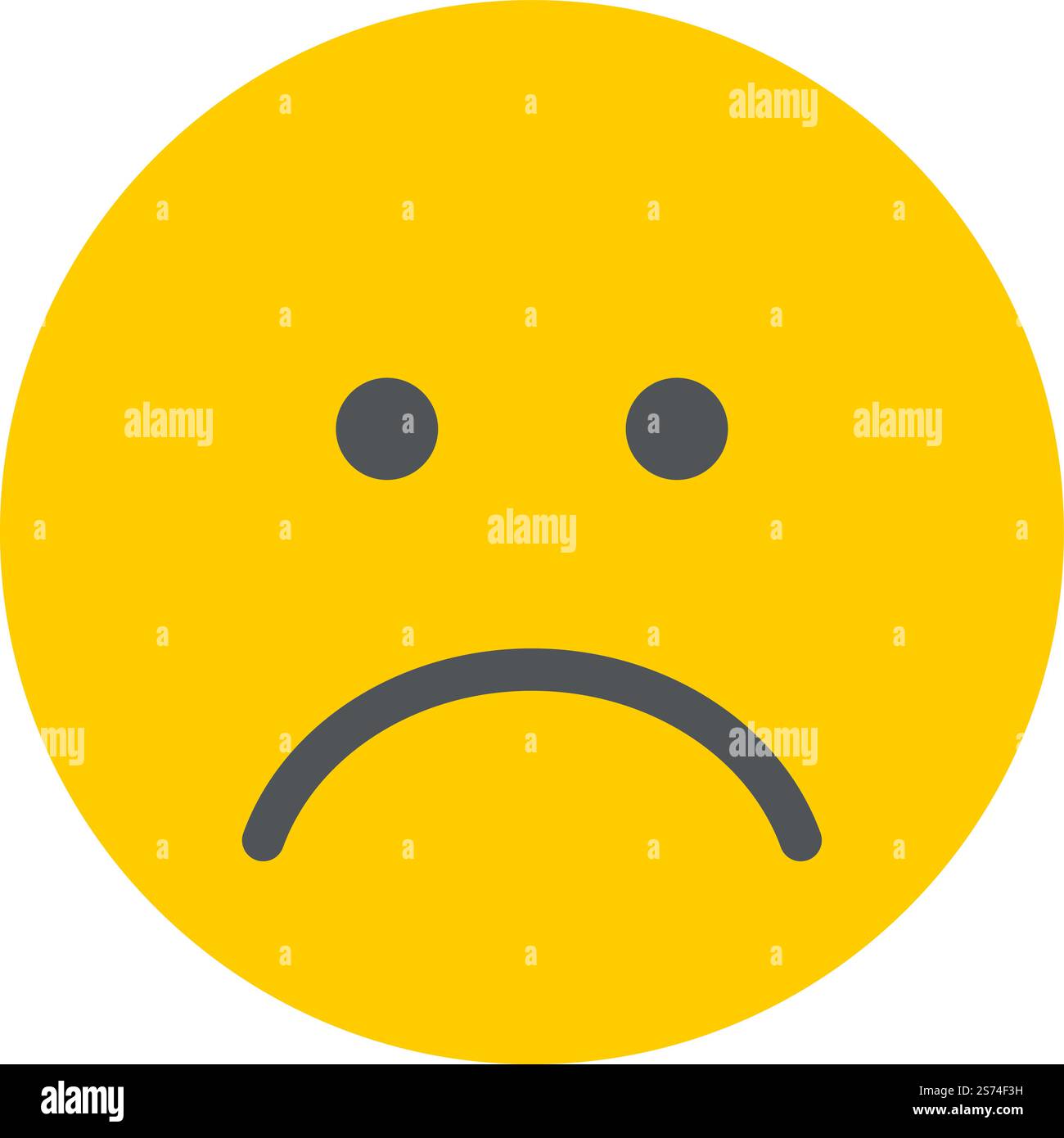 Sad emoticon. Unhappy face icon. Yellow flat emoji isolated on white ...