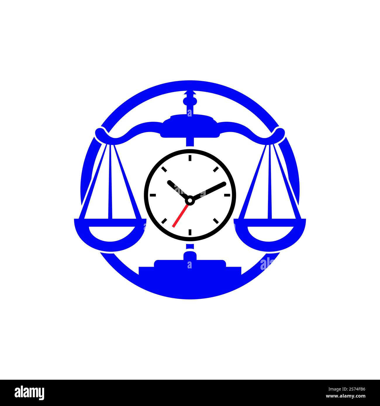 Law time vector logo design. Scale with clock icon vector logo design ...
