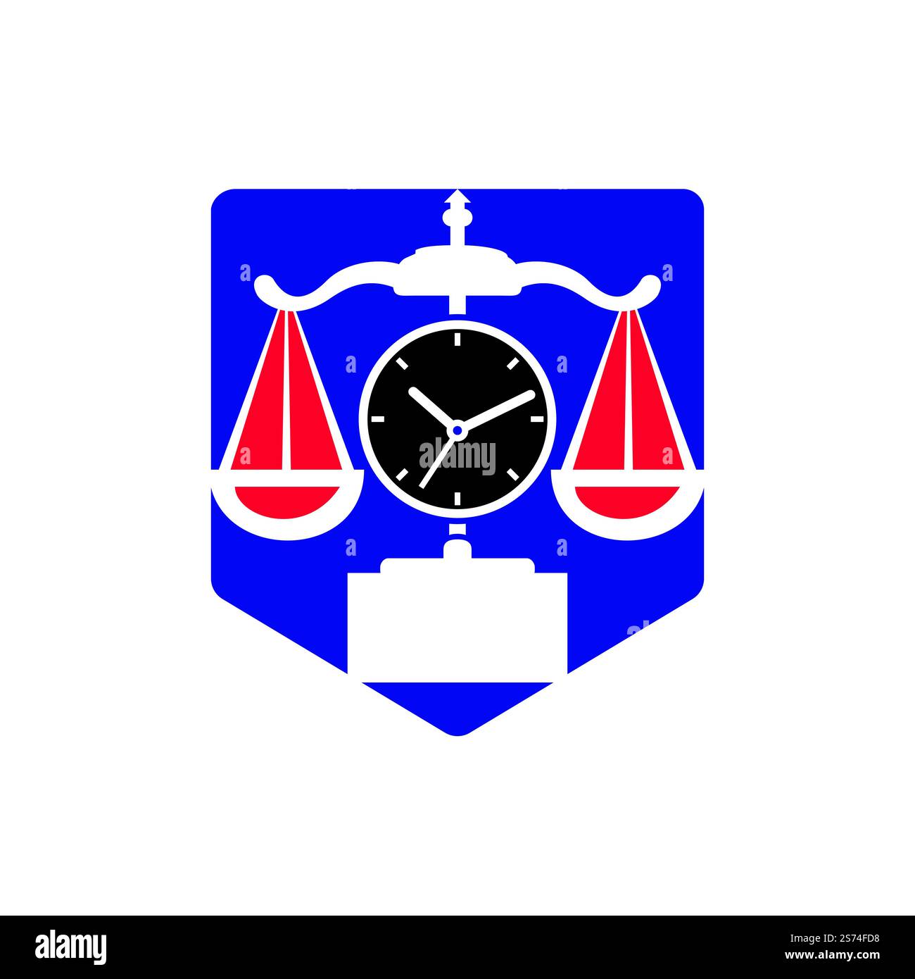 Law time vector logo design. Scale with clock icon vector logo design ...