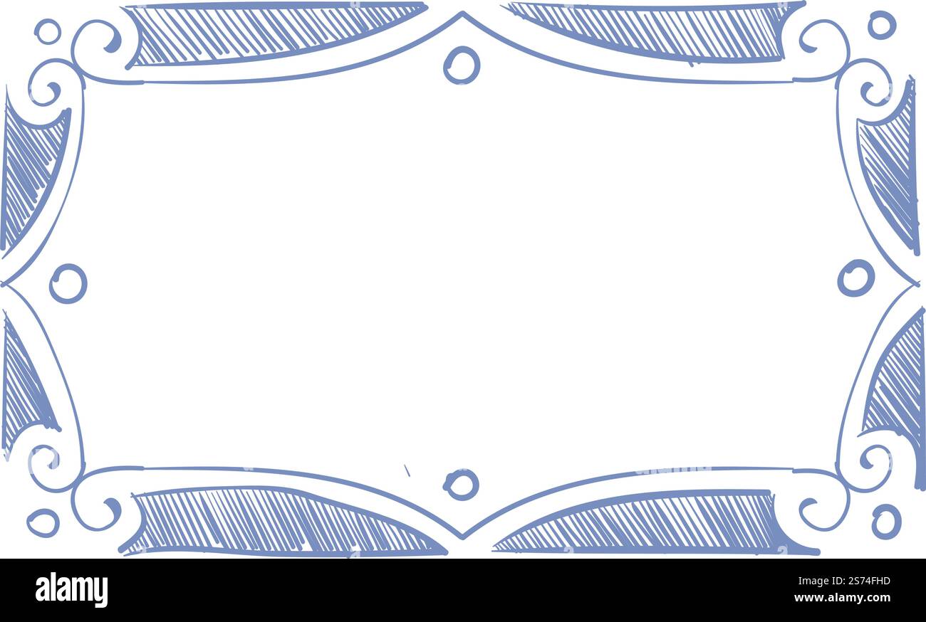 Empty frame in hand drawn style. Blank rectangle shape isolated on ...
