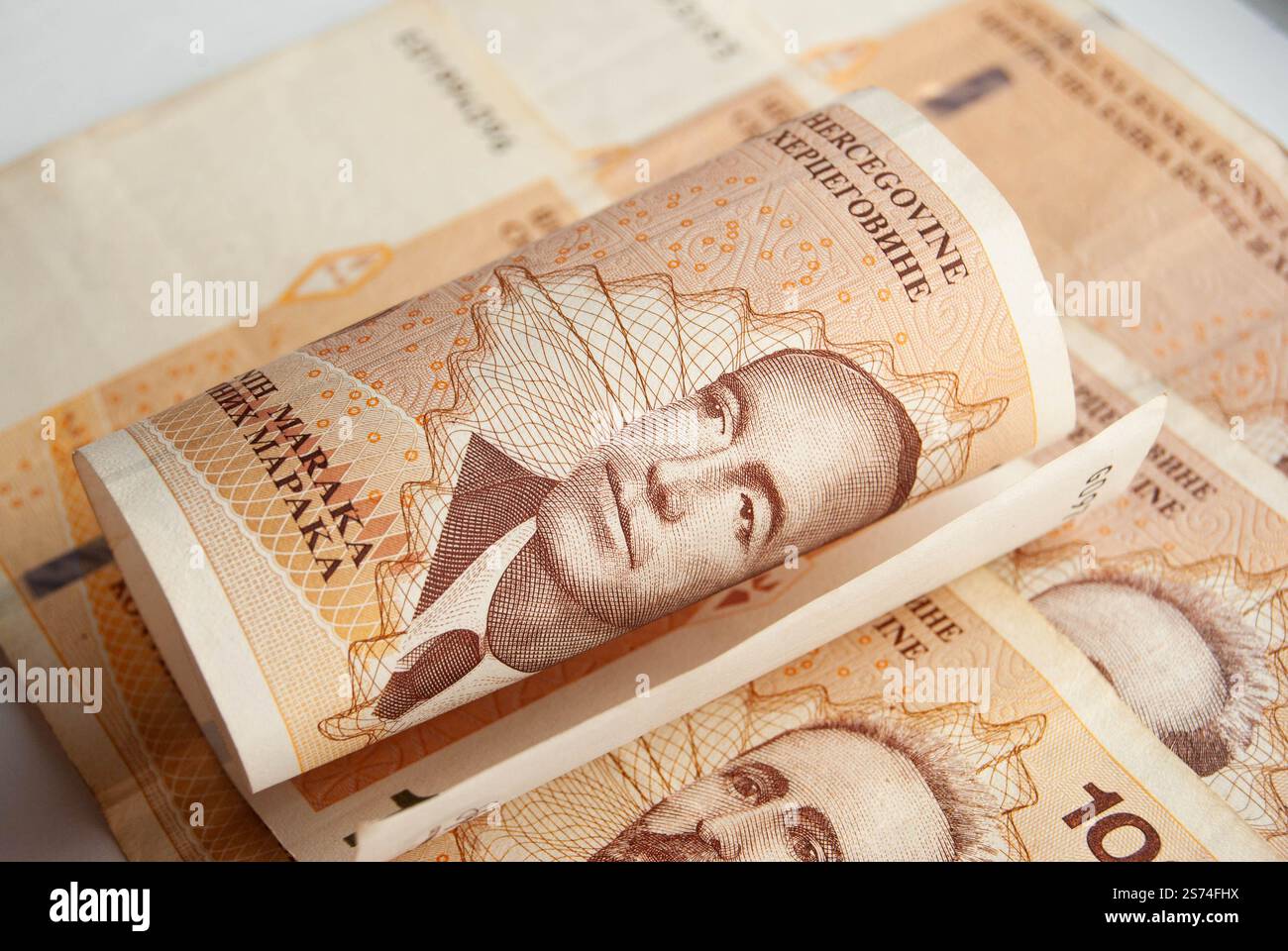 A collection of 100 convertible mark Bosnian currency bills Stock Photo ...