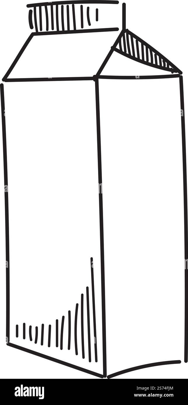 Milk pack. Dairy paper package in hand drawn style isolated on white ...