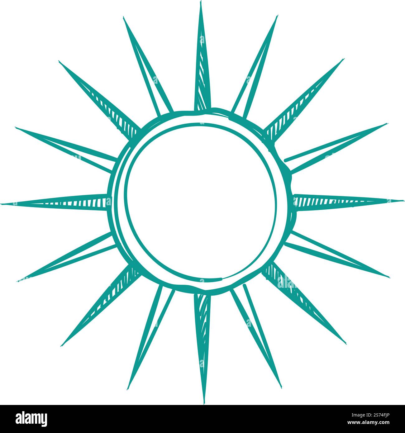 Retro sun badge. Vintage blank round label with rays isolated on white ...