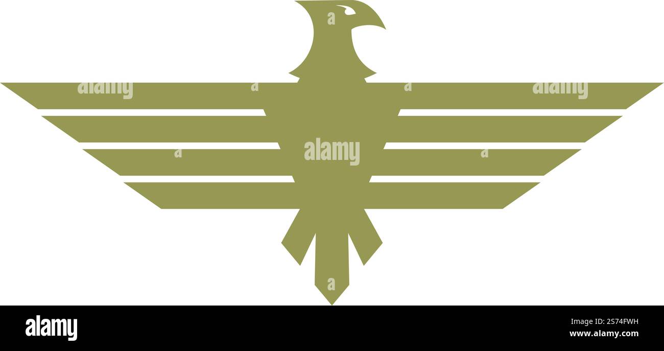 Golden bird insignia. Eagle badge in military style isolated on white ...