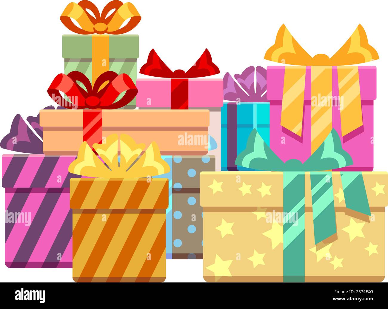 Gift box pile. Stack of presents. Big holiday celebration symbol ...