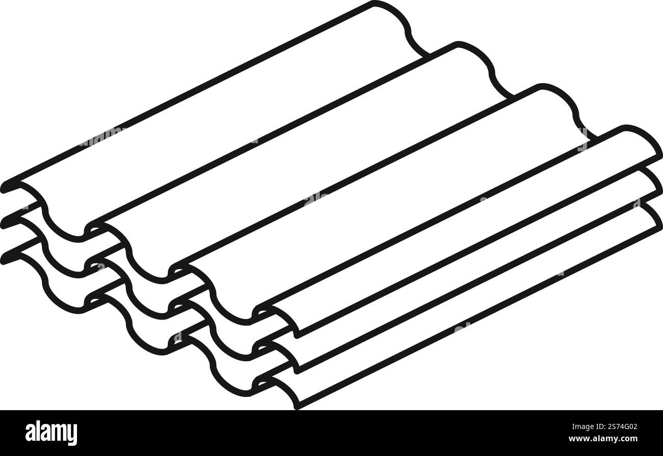 Concrete roof tile icon. Rooftop sheets stack isolated on white ...