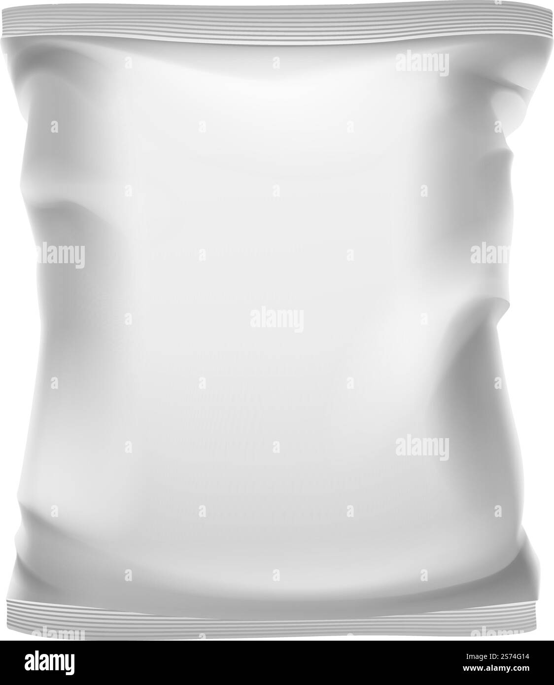 White plastic package. Realistic pouch bag mockup isolated on white ...