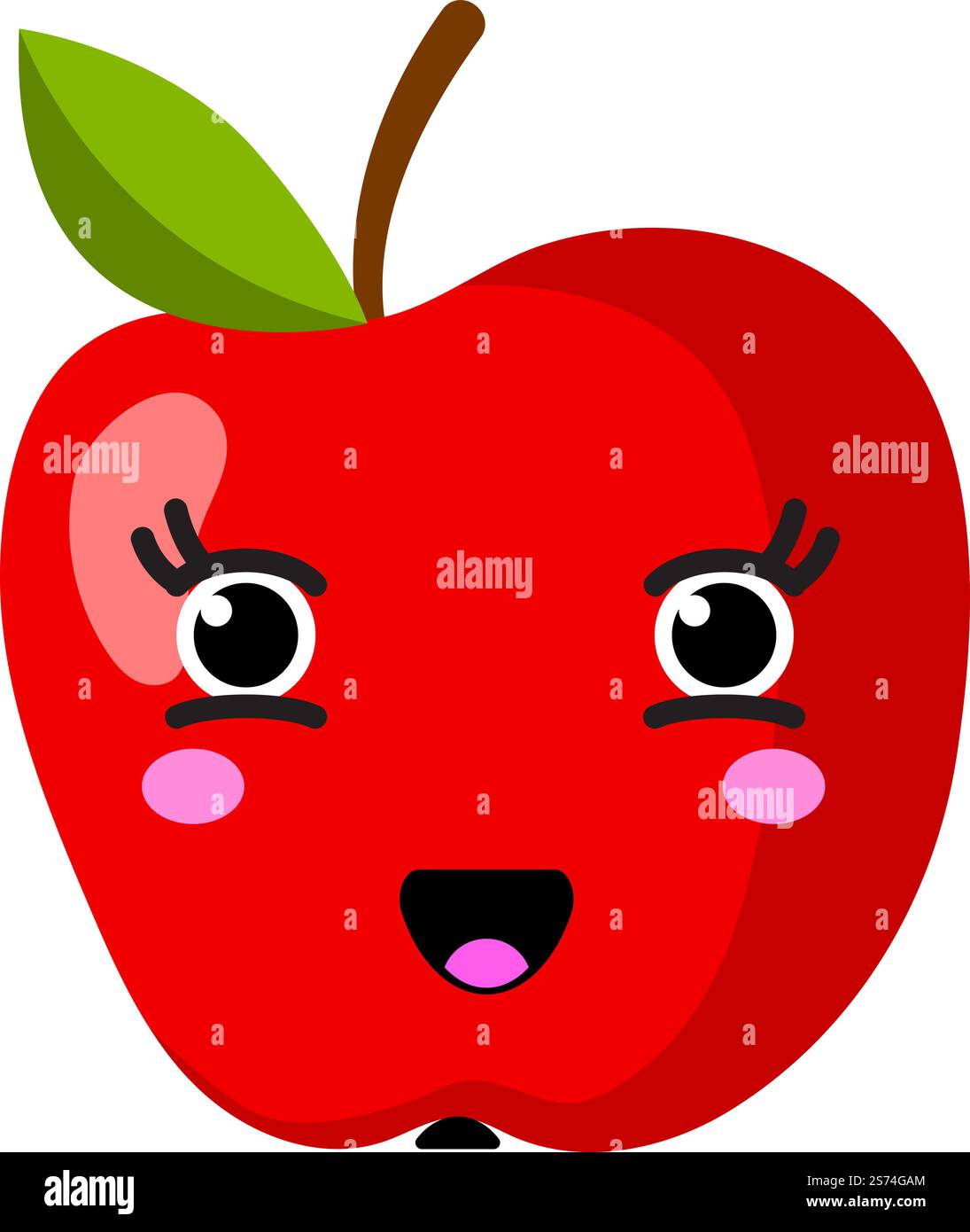 Kawaii apple. Cute cartoon character. Sweet fruit isolated on white ...