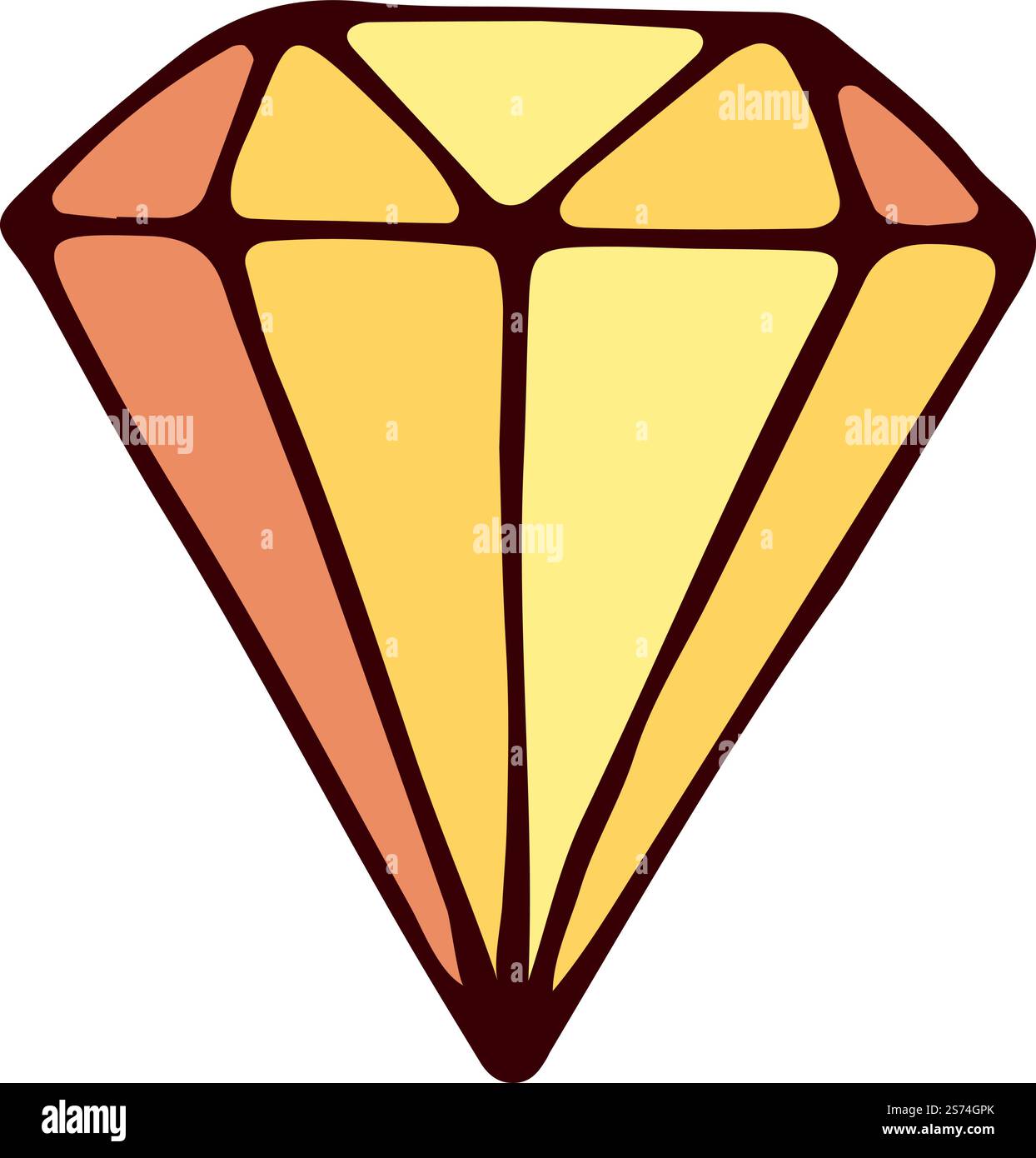 Yellow diamond icon. Cute shiny gem in cartoon style isolated on white ...