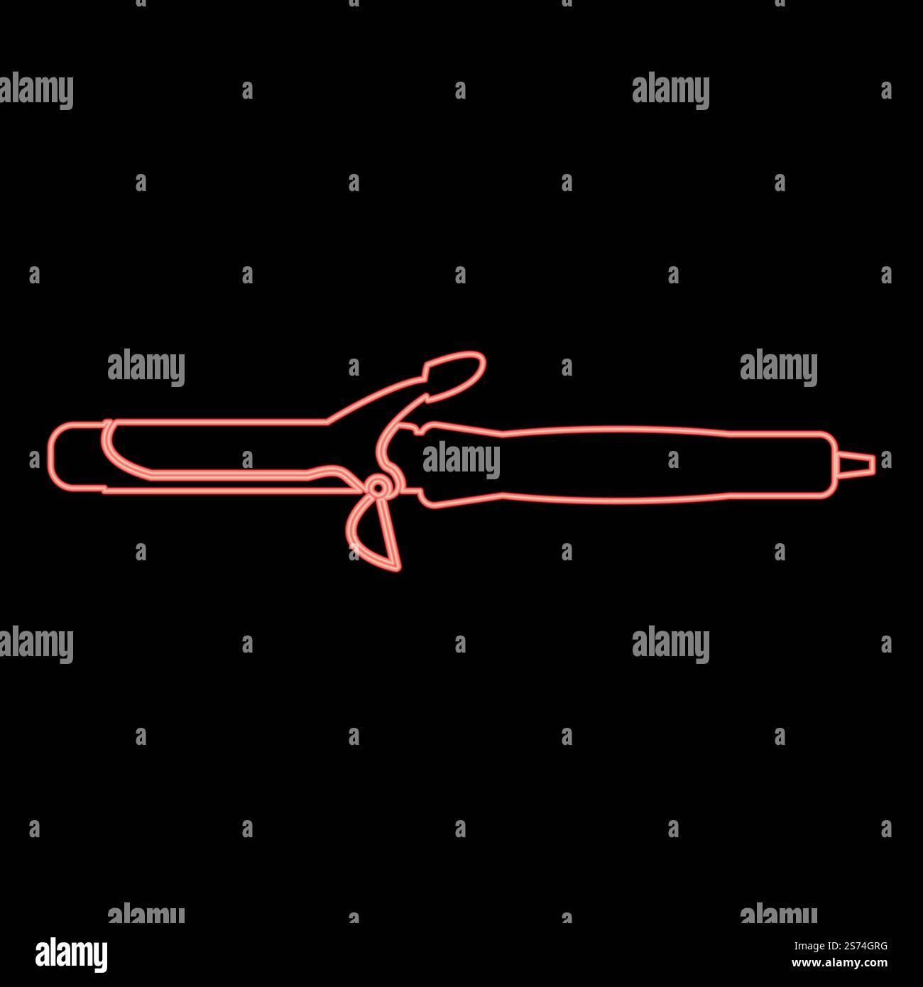 Neon straightener or curler sublim touch red color vector illustration ...