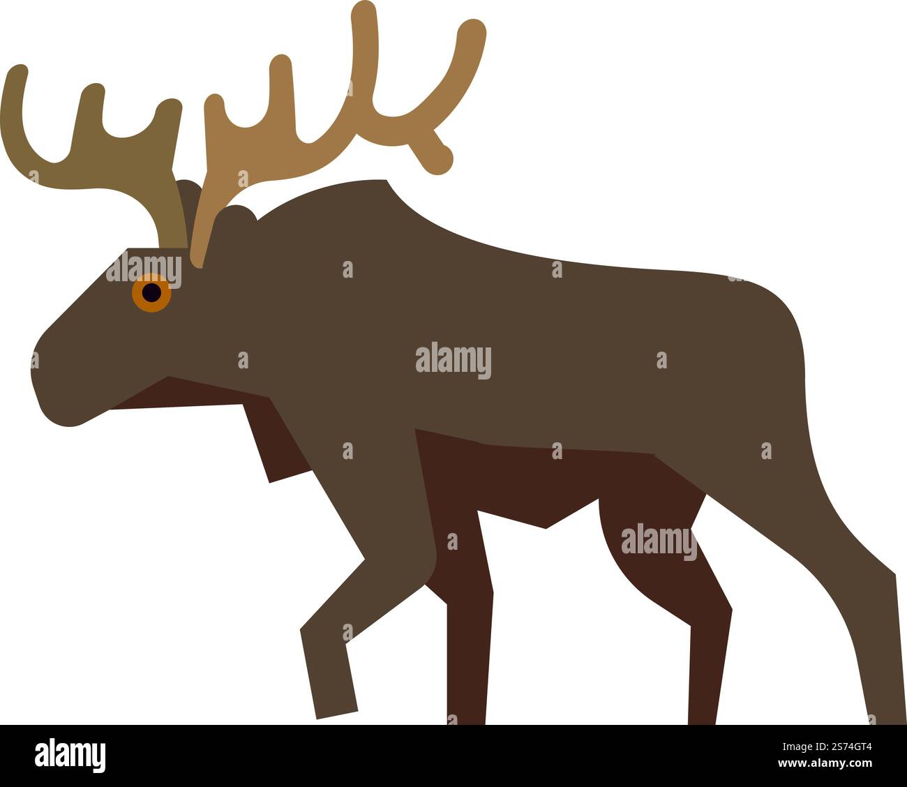 Moose icon. Cute horned elk. Standing deer isolated on white background ...