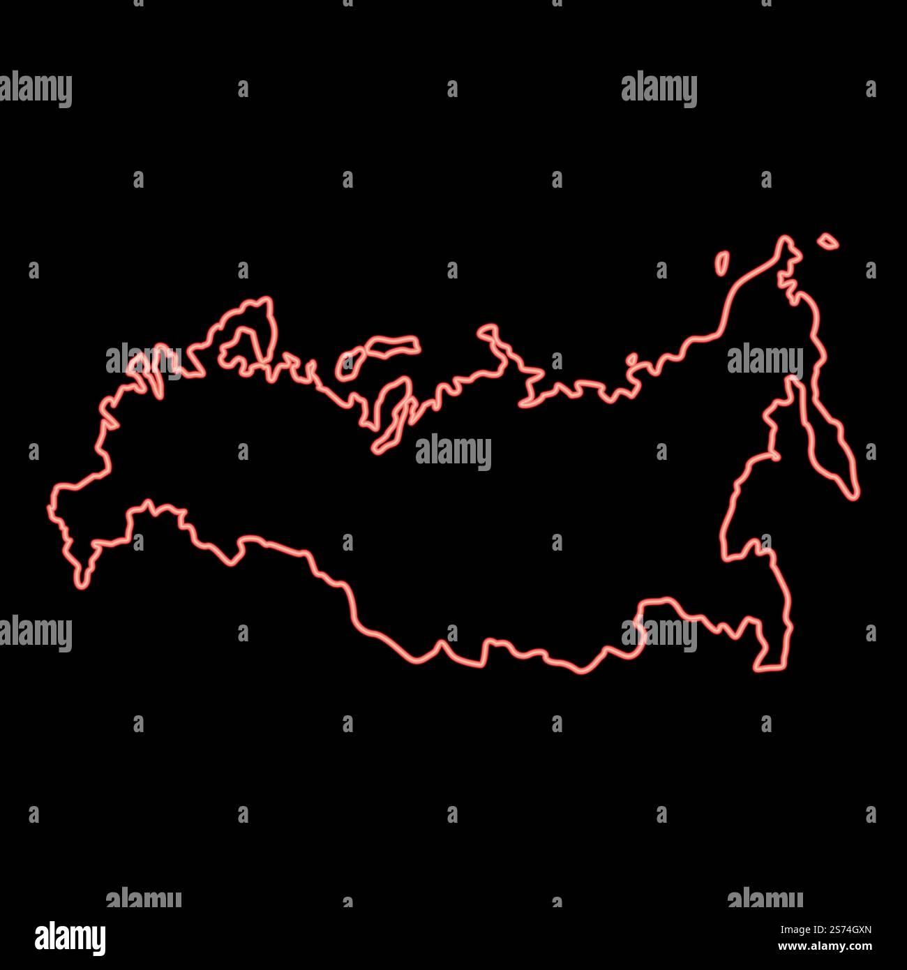 Neon map of russian red color vector illustration image flat style ...
