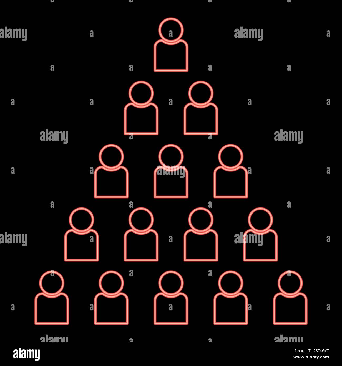 Neon people pyramid red color vector illustration image flat style ...